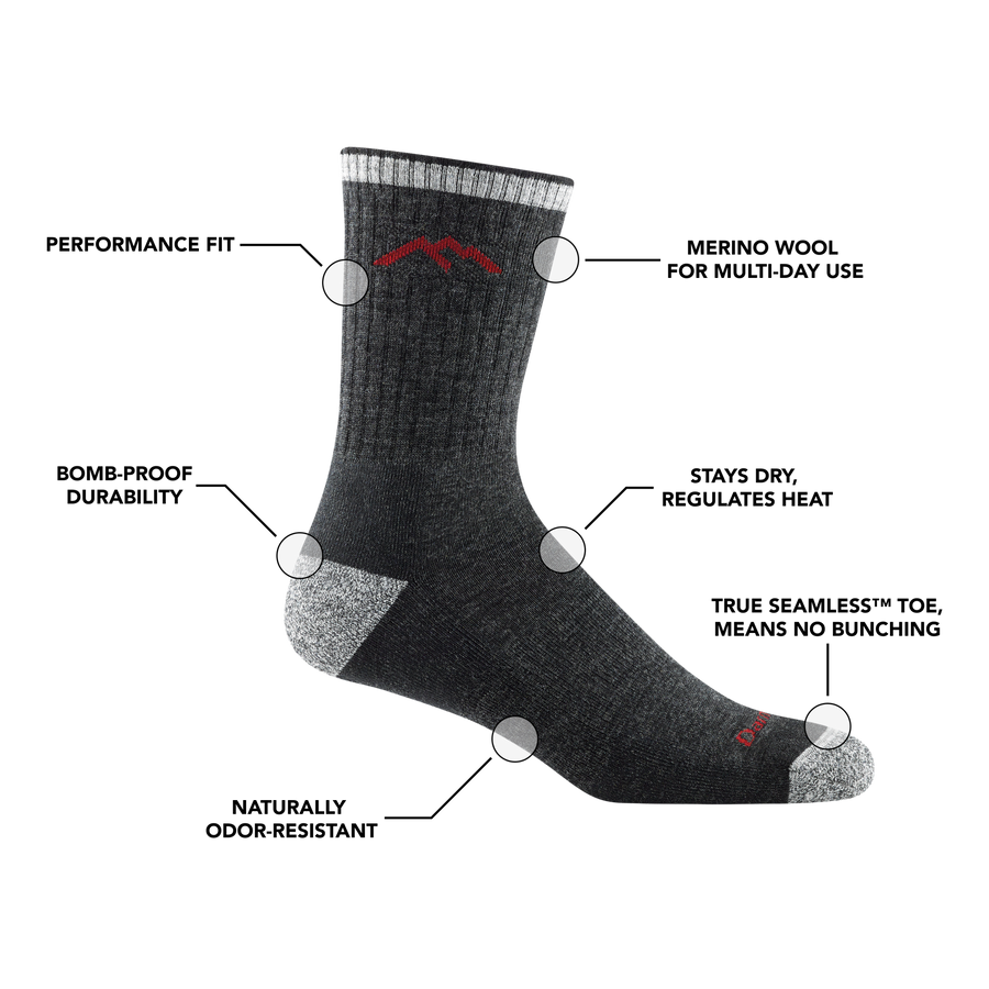 Men's 1466 Hiker Micro Crew Cushion Hiking Socks – Darn Tough UK